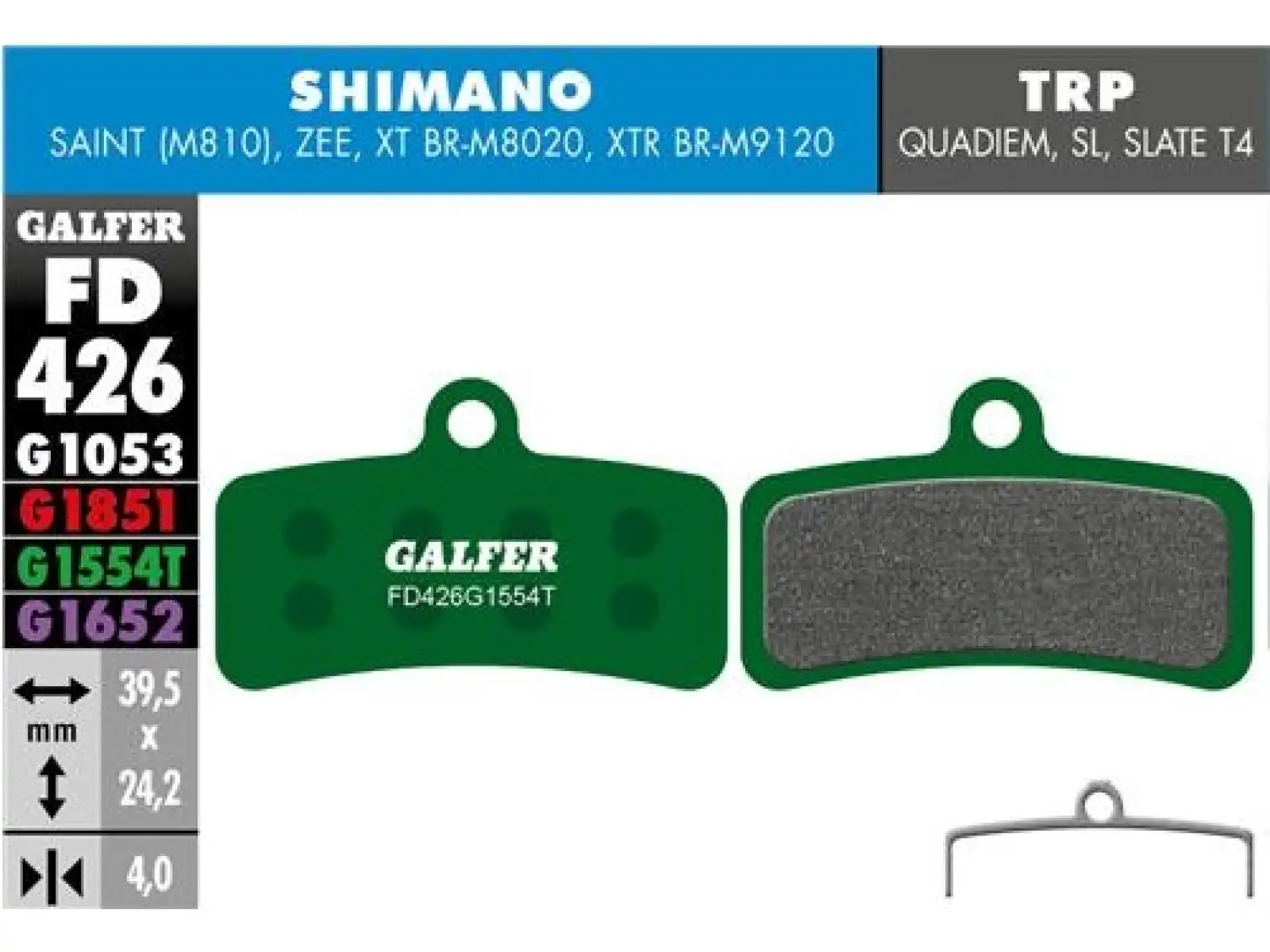 Galfer FD426 Pro G1554T brzdové destičky pro Shimano/Tektro Galfer FD426 Pro G1554T brzdové destičky pro Shimano/Tektro